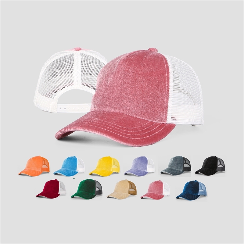 Blank & Custom 5 Panel Velvet Trucker Hat Wholesale - 6529