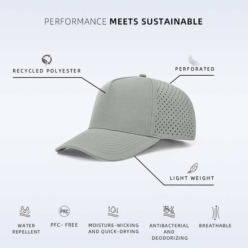 Blank & Custom Laser Perforated 5 Panel Performance Snapback Hat ...