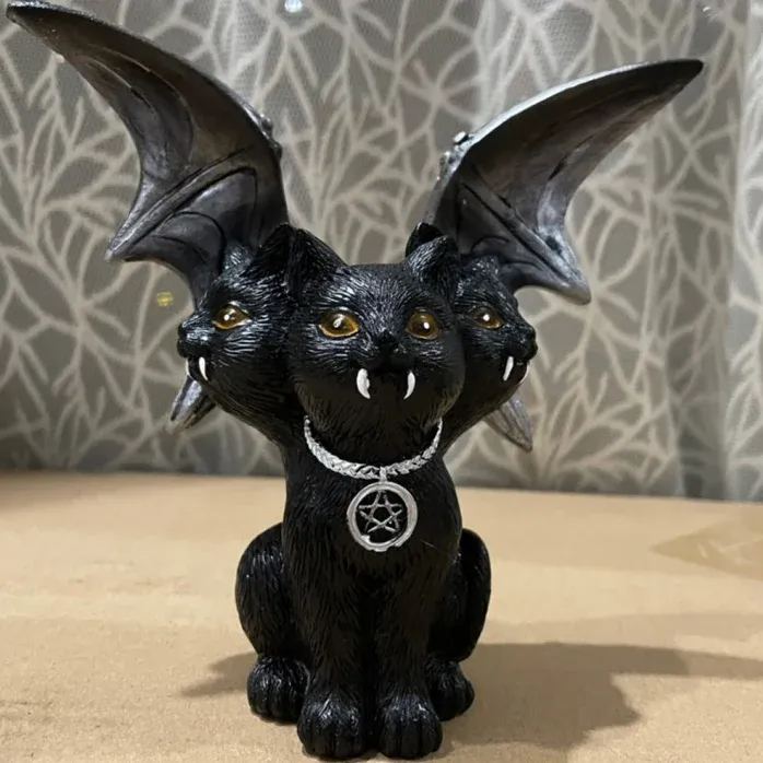 🔥Halloween Pre-Promo-🦇Spooky Black Bat-Winged Three-Headed Cat