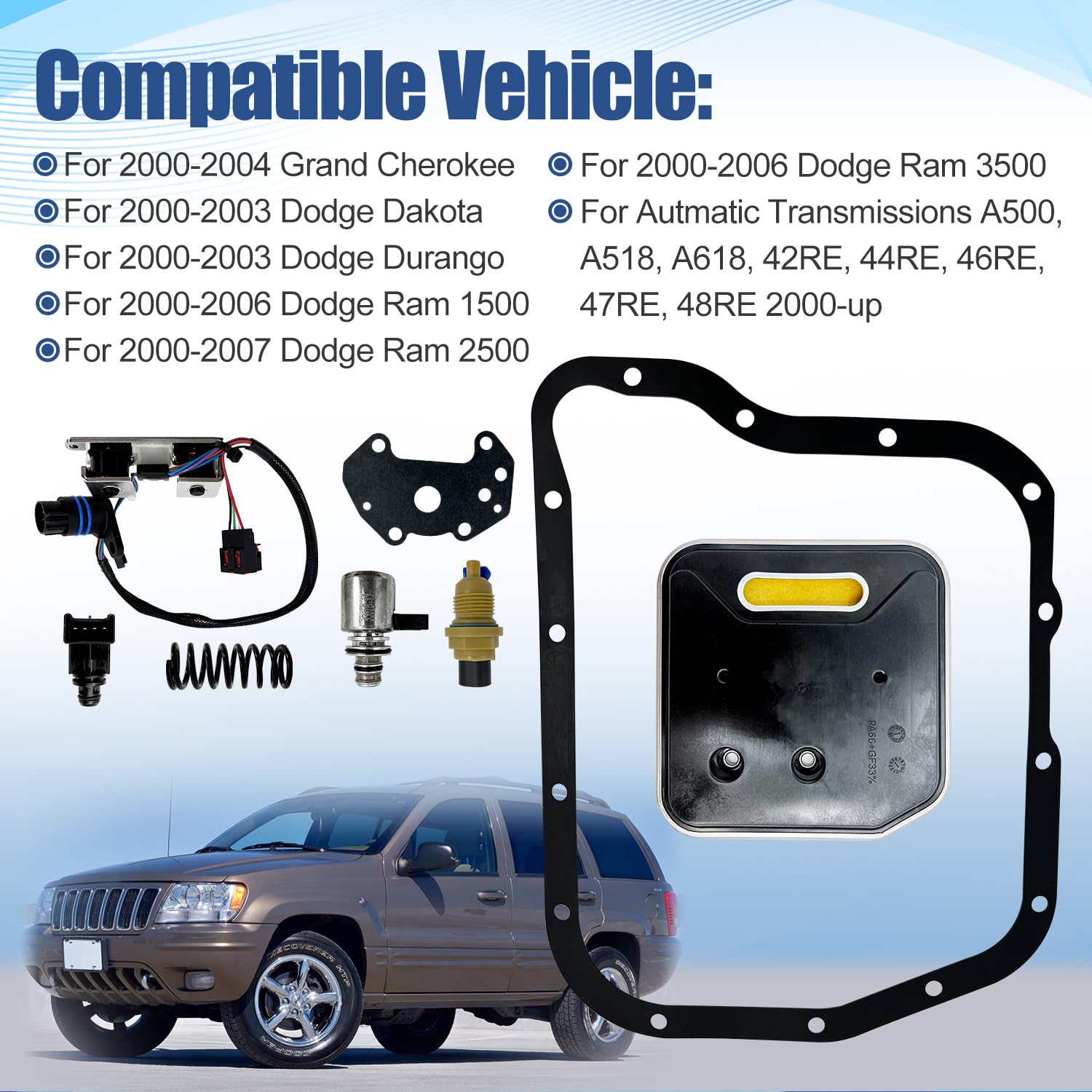 2000-Up Chrysler Dodge Jeep A518 46RE 48RE Transmission Filter Kit w/