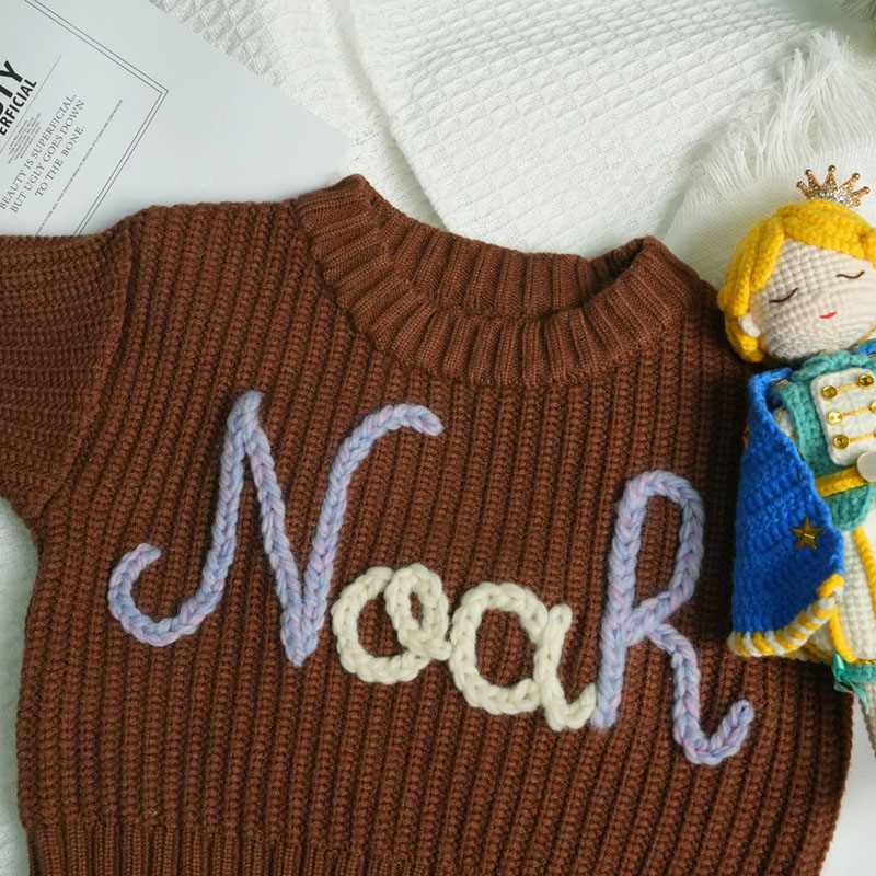 Custom Baby Name Hand Embroidered Sweater