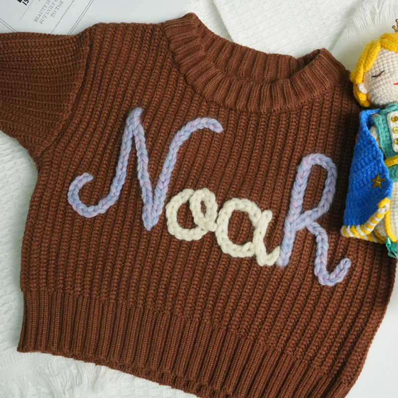 Custom Baby Name Hand Embroidered Sweater