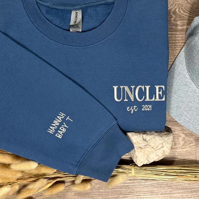 Custom Embroidered Dad Est Sweatshirt With Kids Names on Sleeve