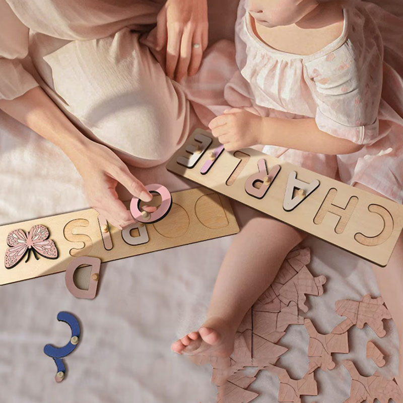 Personalized Name Puzzle With Pegs Toddler wooden Toys Montessori Toys