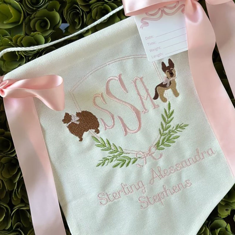 Custom Baby Banner with Floral Welcome Banner