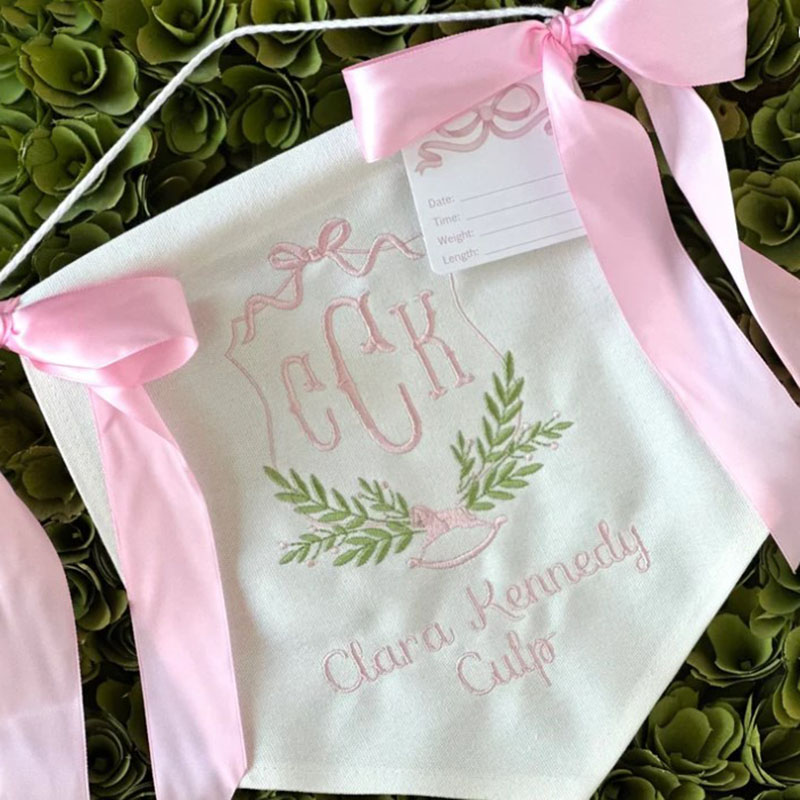 Custom Baby Banner with Floral Welcome Banner