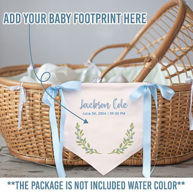Custom Baby Footprint Banner with Bows