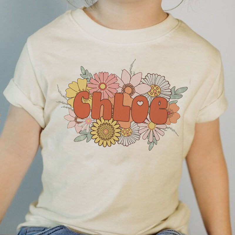 Personalized Girl Shirt - Retro Daisy Wild Flower