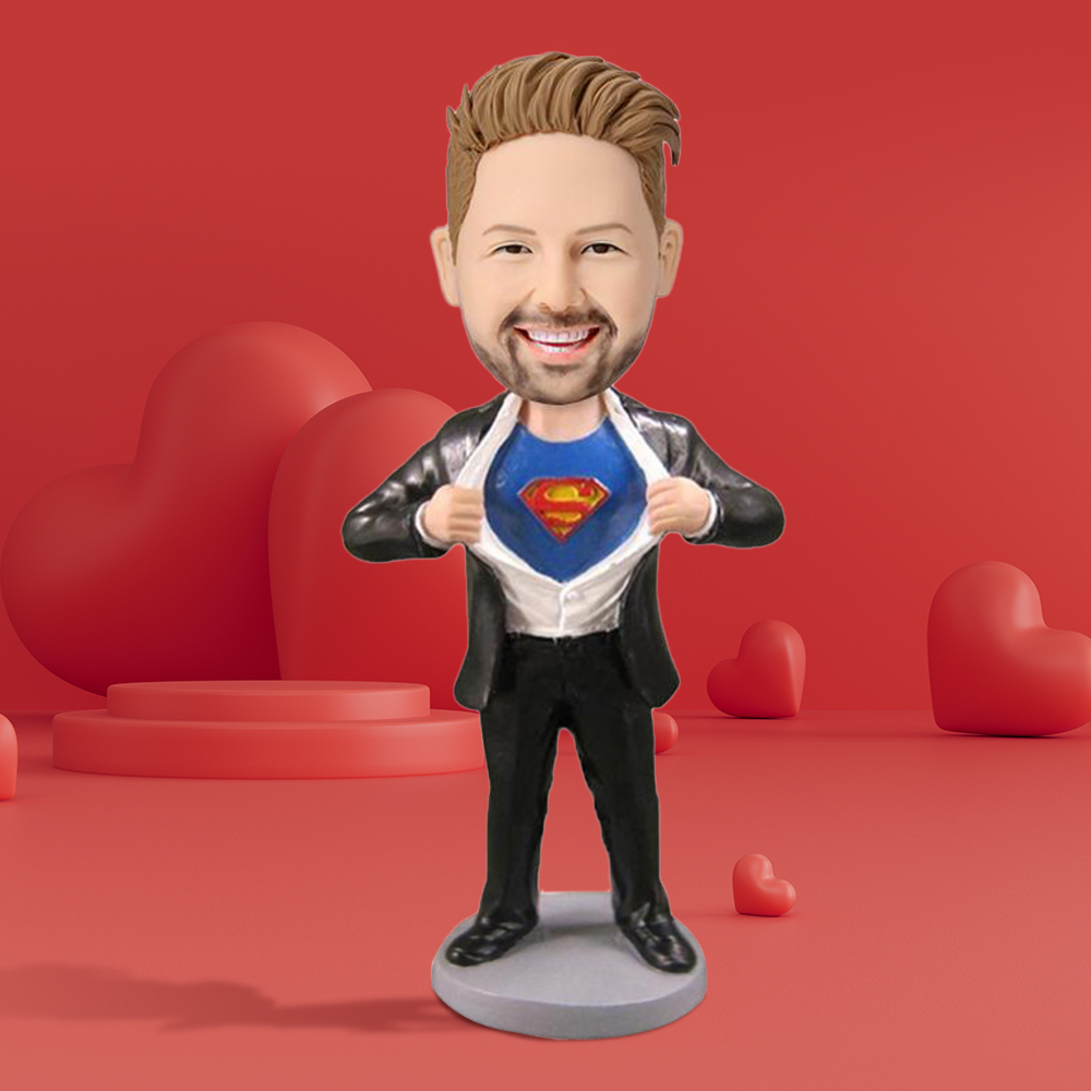 Custom Bobblehead Supermen Bobblehead in Black Suit Custom Bobblehead ...