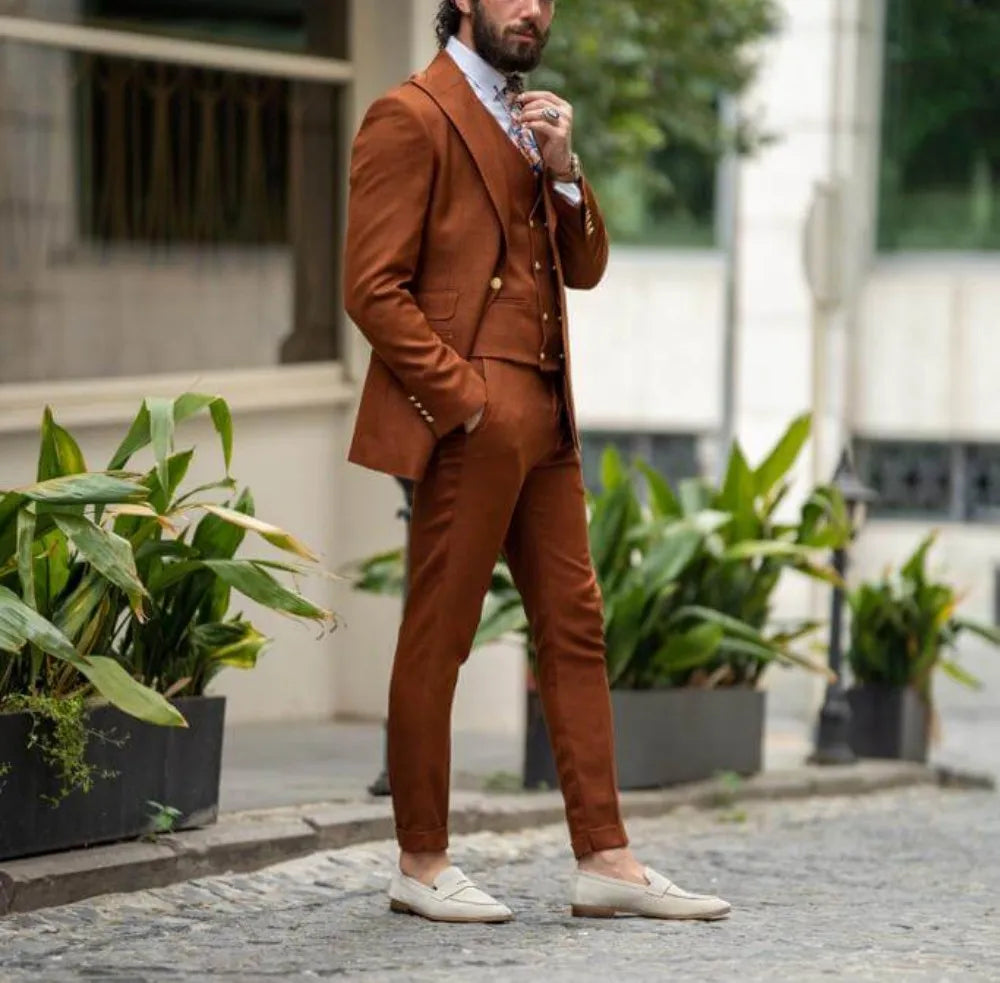 Brown Fashion Formal Men's Suits For Wedding Party Custom Made Blazer