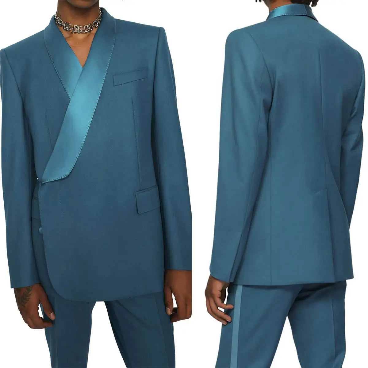 Classic Men Wedding Suits Shawl Lapel Tuxedos 2 Pcs Jacket Pants For