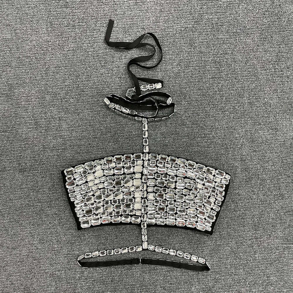 YOUR BUMP CURVE Celebrities' same style silver large acrylic halter n