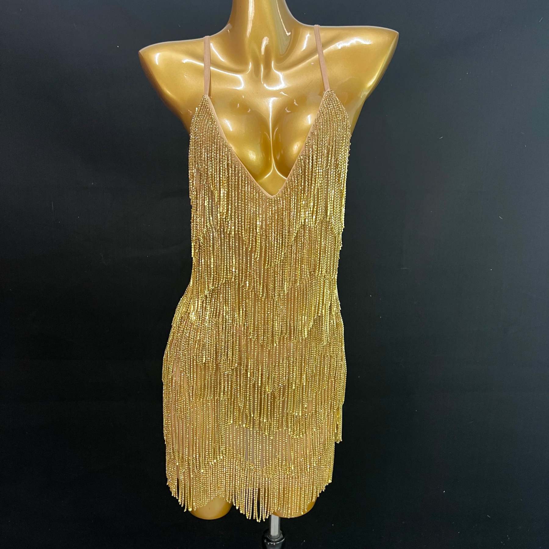 luxurious Silver Crystals Chains Transparent V-neck Backless Dress Fa