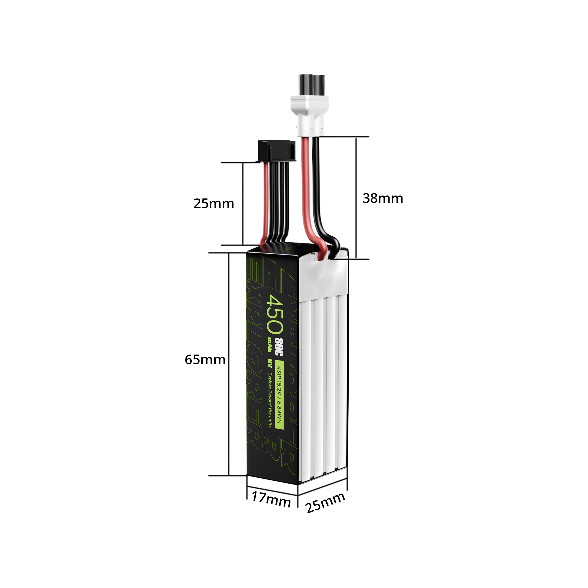 【No.B066】Explorer 450 mAh HV 4s 80C Lipo Battery--XT30( 2PCS )