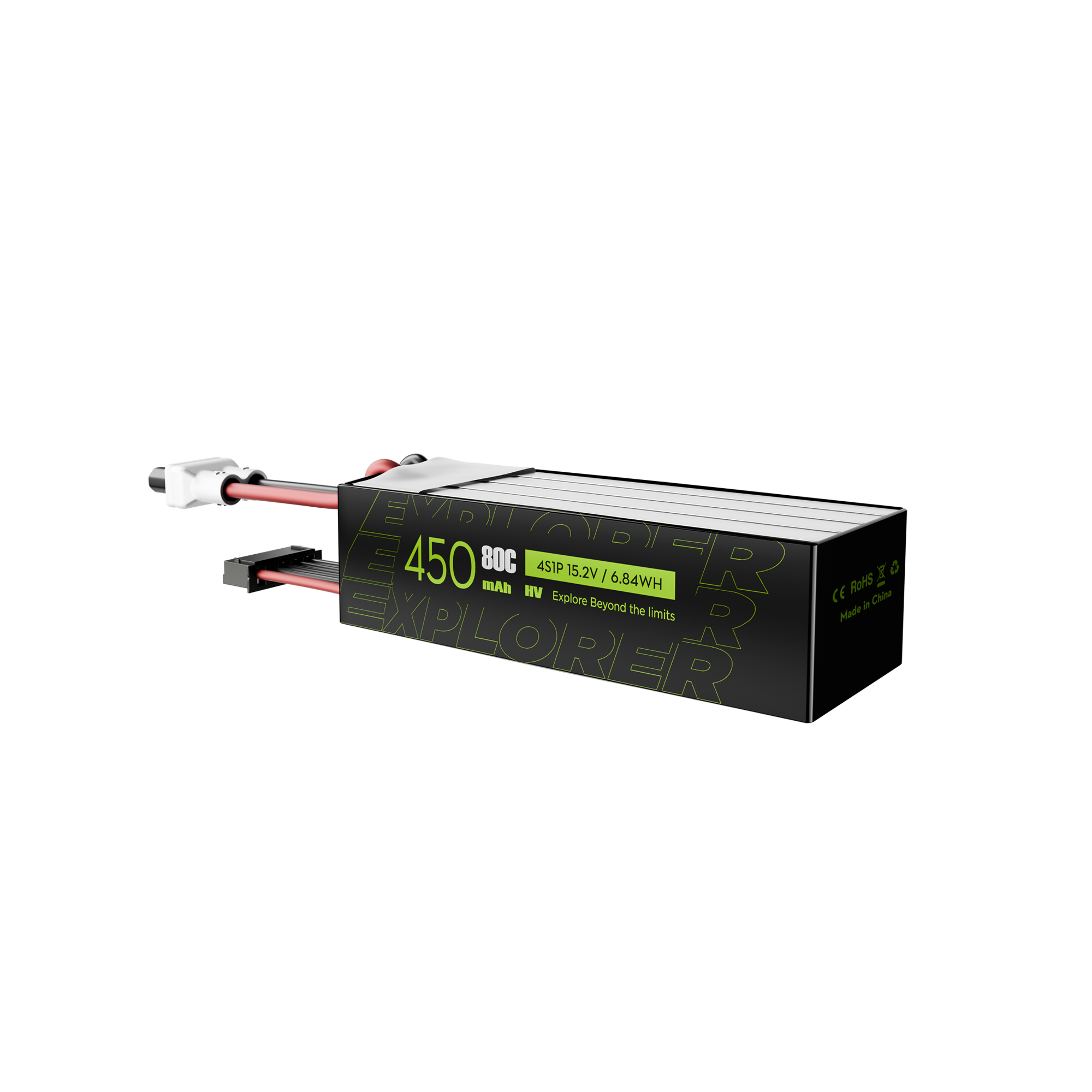 【No.B066】Explorer 450 mAh HV 4s 80C Lipo Battery--XT30( 2PCS )