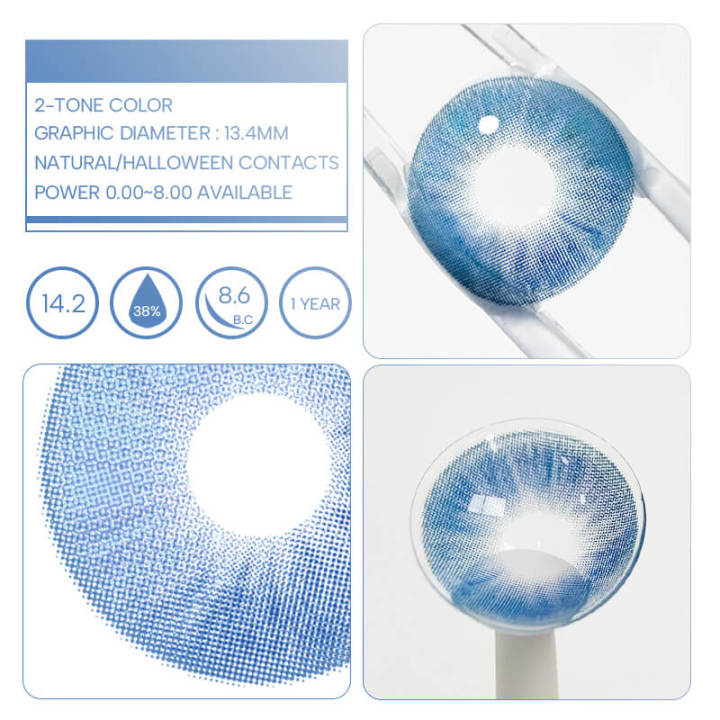 Colored Contact Lenses: Unibling Lucency Blue- Yearly Wear