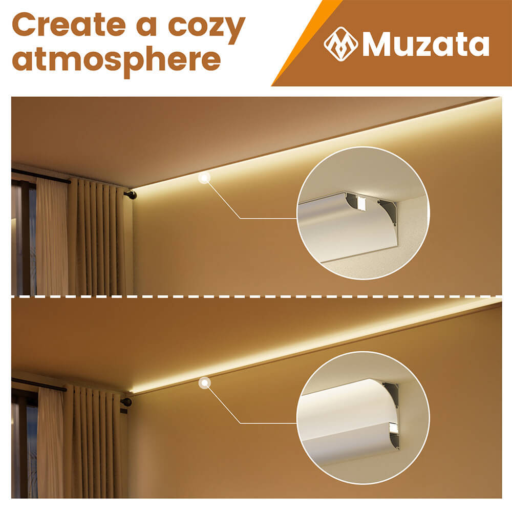 Aluminum LED Channel Crown Moulding Trim with Spotless Diffuser U131