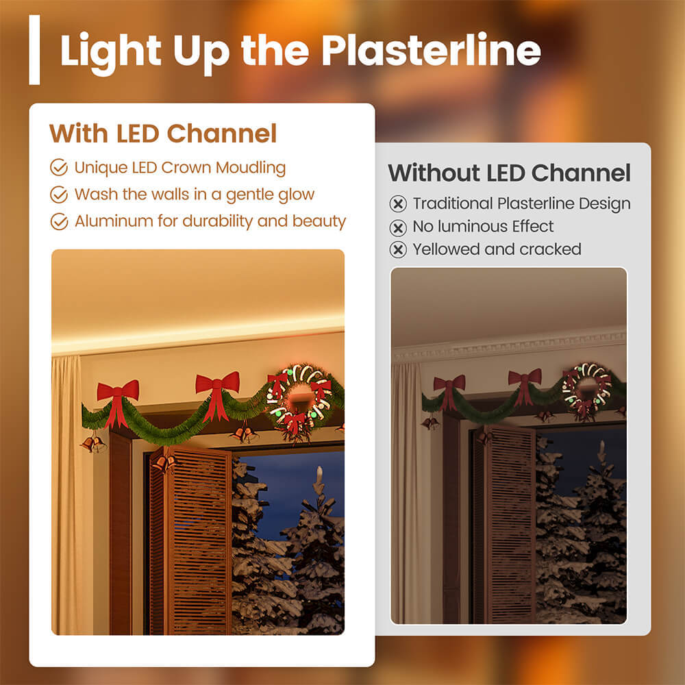 Aluminum LED Channel Crown Moulding Trim with Spotless Diffuser U131