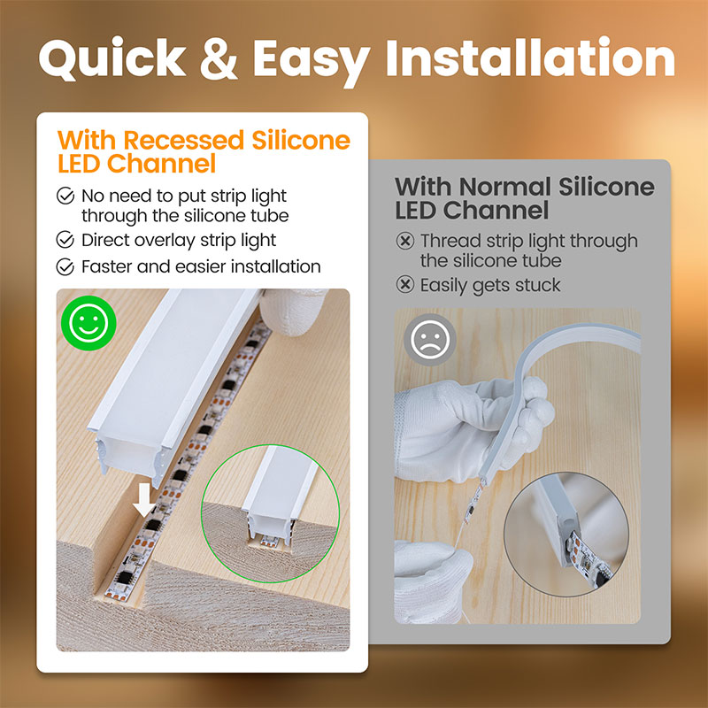 Silicone LED Channel with Flange Recessed Flexible Tube - Muzata USC6