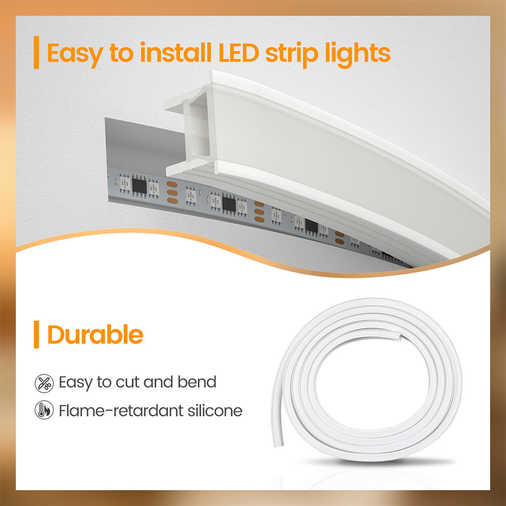 Silicone LED Channel with Flange Recessed Flexible Tube - Muzata USC6