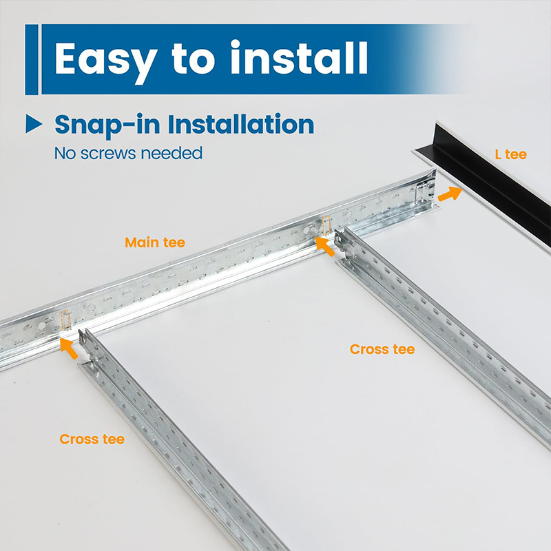 White Galvanized Steel Cross Tee Drop Ceiling Kit - Muzata TT10