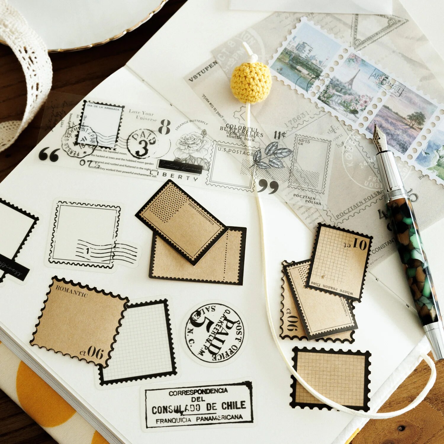 100pcs/lot Memorial Post Office Decor Background Material Papers ...