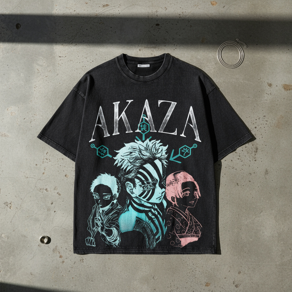 Akaza Oversized Vintage T-Shirt | Demon Slayer – TheAnimeCollective
