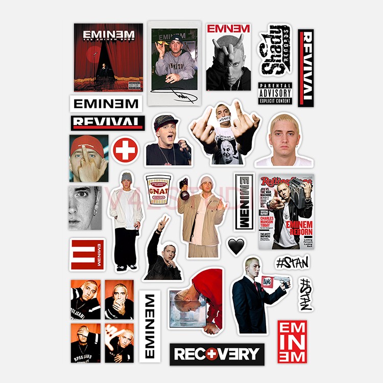 Eminem Sticker Rock Band Retro Waterproof Decorative Sticker Rock Phon