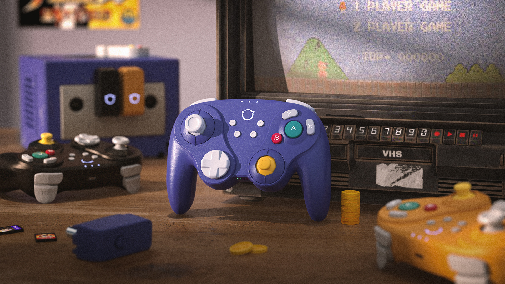 Gamecube controller with fan store