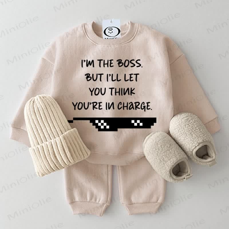 I'M THE BOSS BUT I'LL LET YOU THINK YOU'RE IN CHARGE Baby 2-piece Beige ...