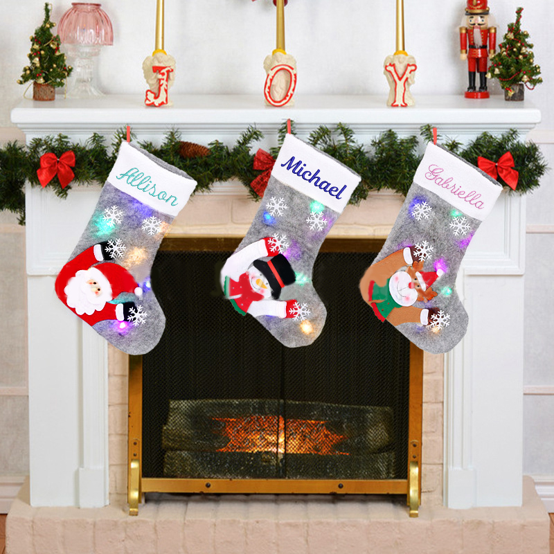 Personalized LED Light up Embroidered Christmas Stocking