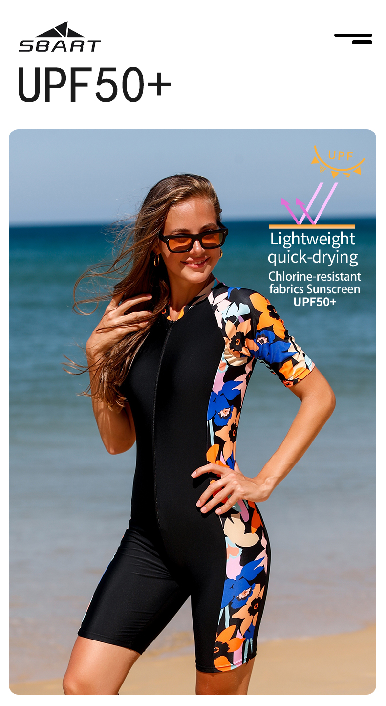 Sbart One Piece Swimsuit For Women With Sun Protection Quick Dry High