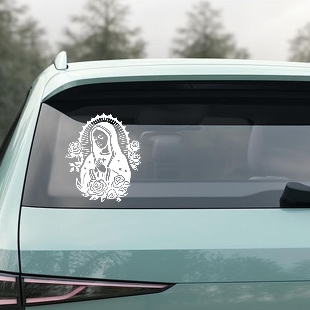 Virgin Mary Roses Praying Sticker – rearwiper