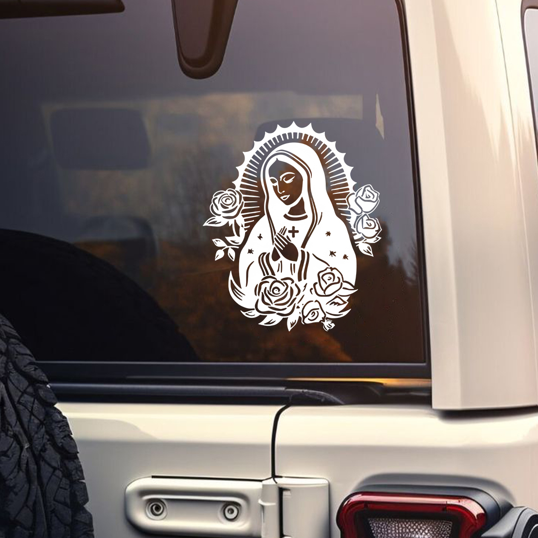 Virgin Mary Roses Praying Sticker – rearwiper