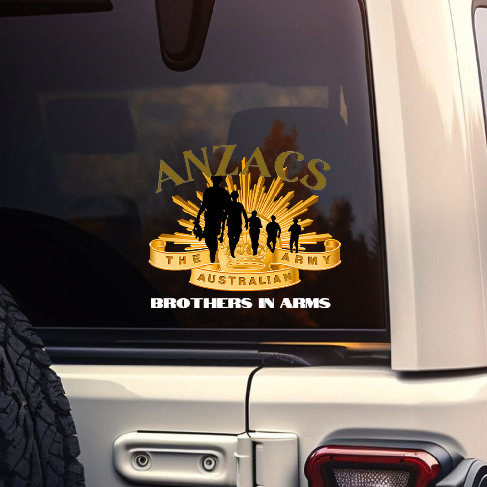 Anzac Day The Australian Army Brothers In Arms Sticker – rearwiper