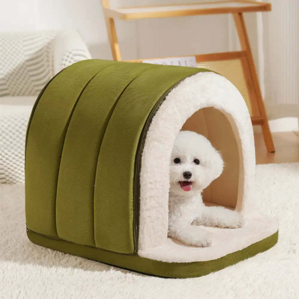 Dog Cave Bed – Cozy Hooded Burrow Beds | FunnyFuzzy UK