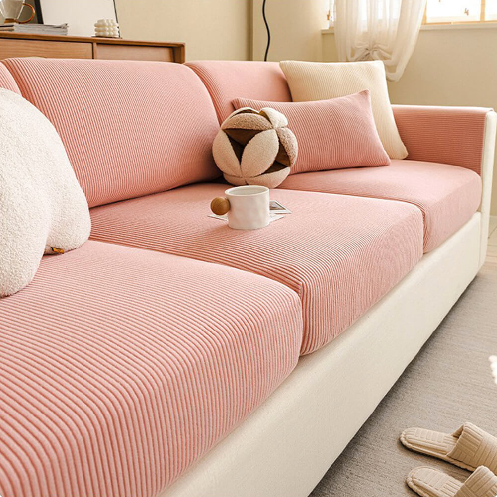 Vertical Stripe Corduroy Anti Scratch Stretch Full Cover Sofa Cover