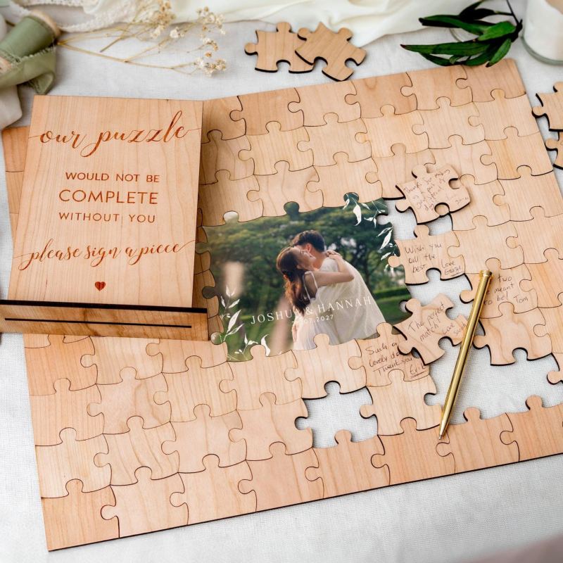 Personalized Wedding Puzzle Guest Book – Custom Photo Guestbook ...