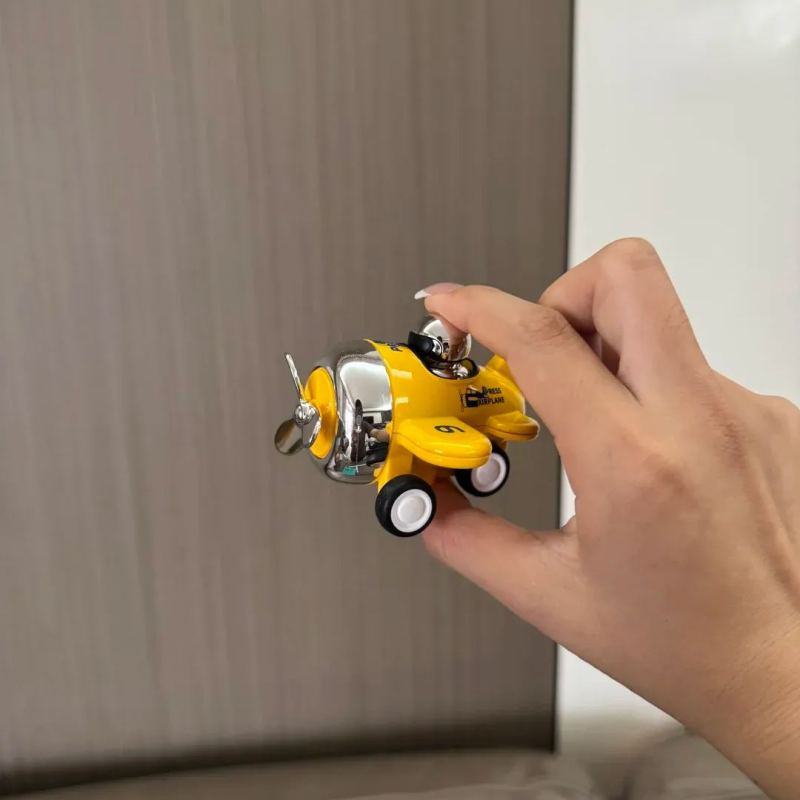 Desk Toy Airplane Retro Figurine Sculpture Metallic Chrome Propeller ...