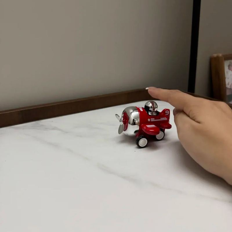 Desk Toy Airplane Retro Figurine Sculpture Metallic Chrome Propeller ...