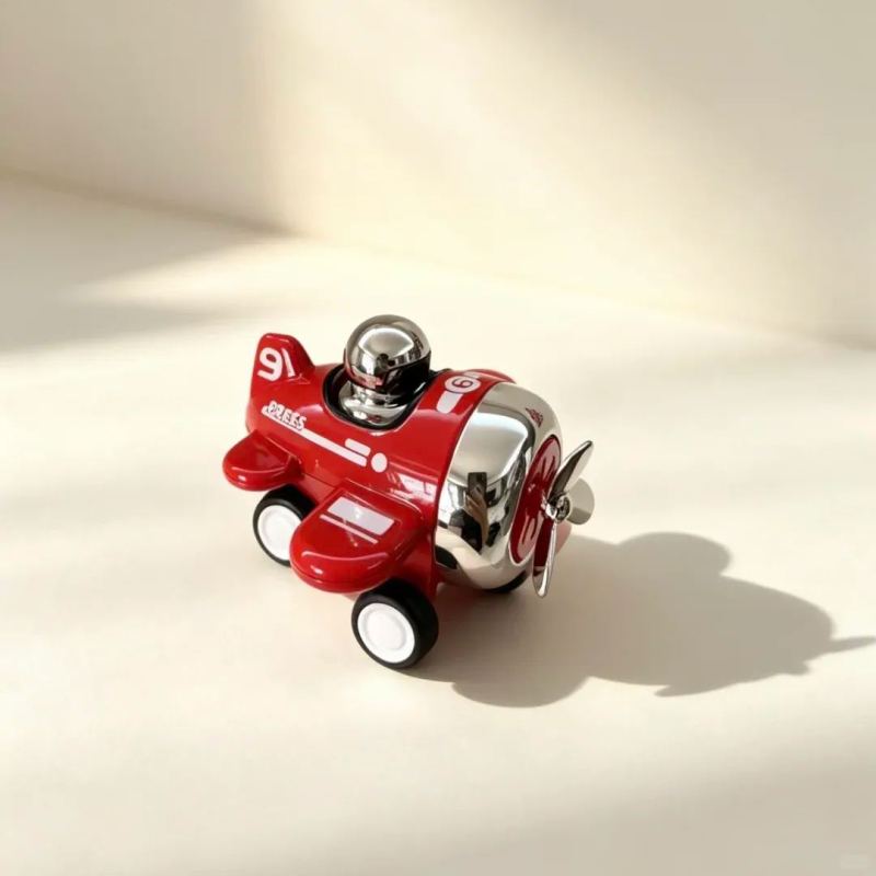 Desk Toy Airplane Retro Figurine Sculpture Metallic Chrome Propeller ...