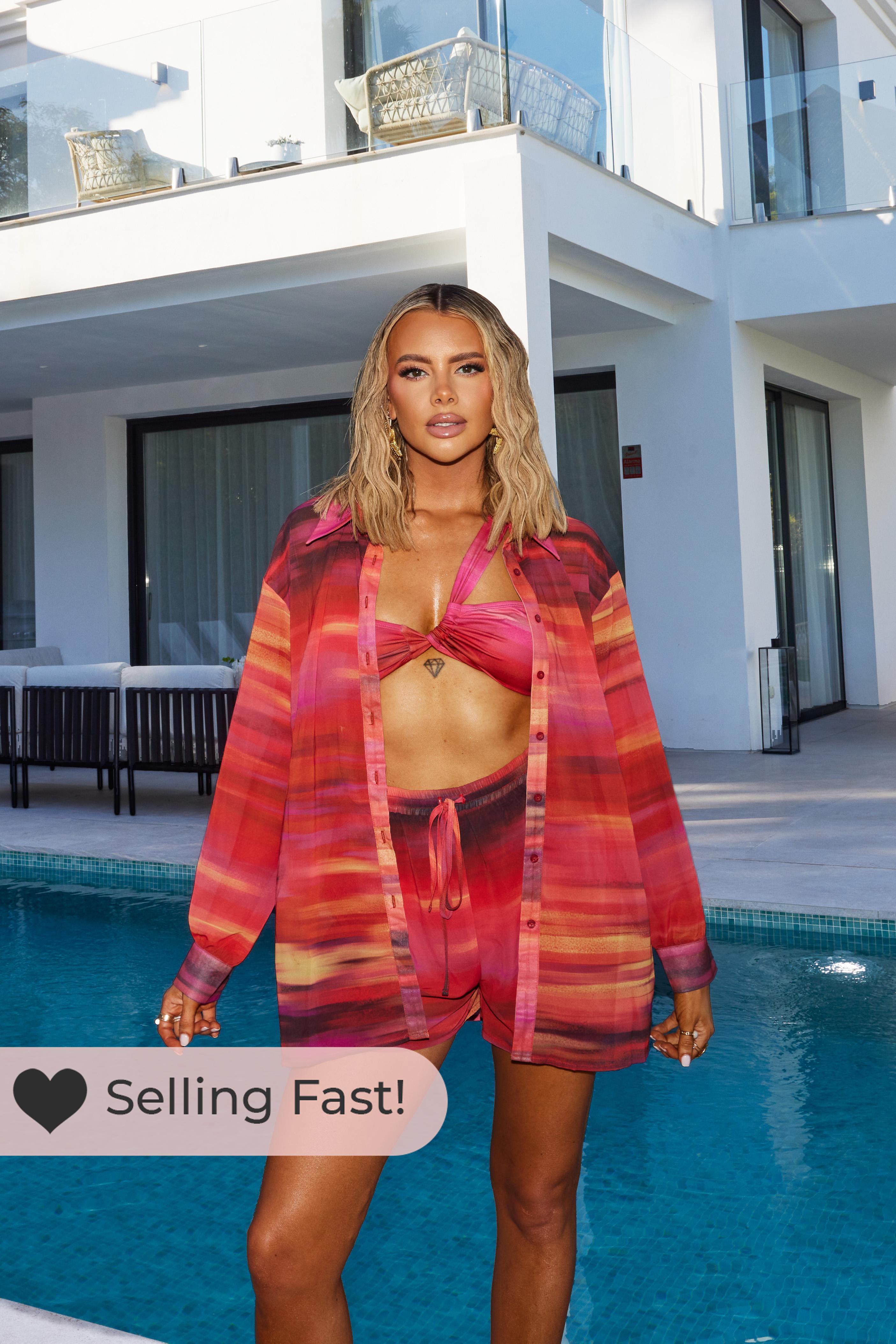 Ombre Print Chiffon Co Ord Beach Shirt In The Style Uk