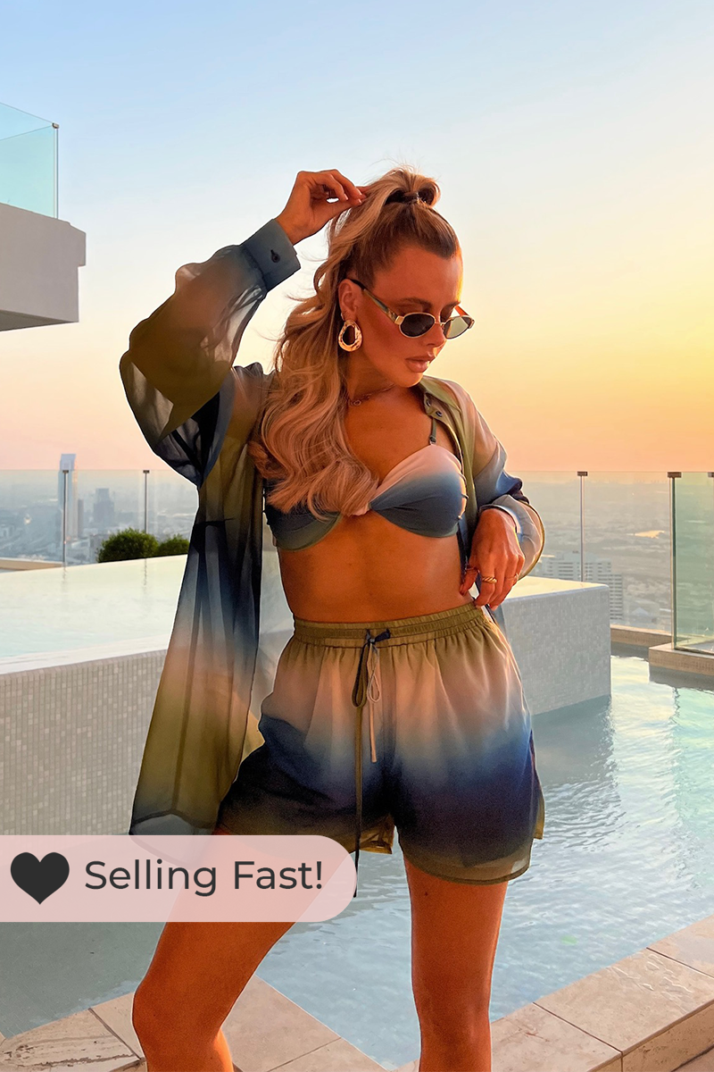 Ombre Chiffon Floaty Co Ord Beach Shorts In The Style Uk