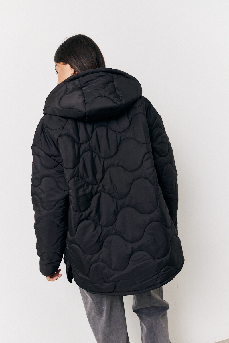 Quilted Boxy Fit Hooded Jacket