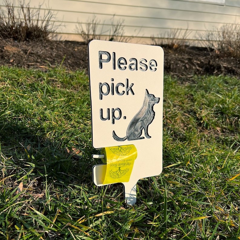 💩Dog Poop Sign with Bag Holder – flairgifts.com