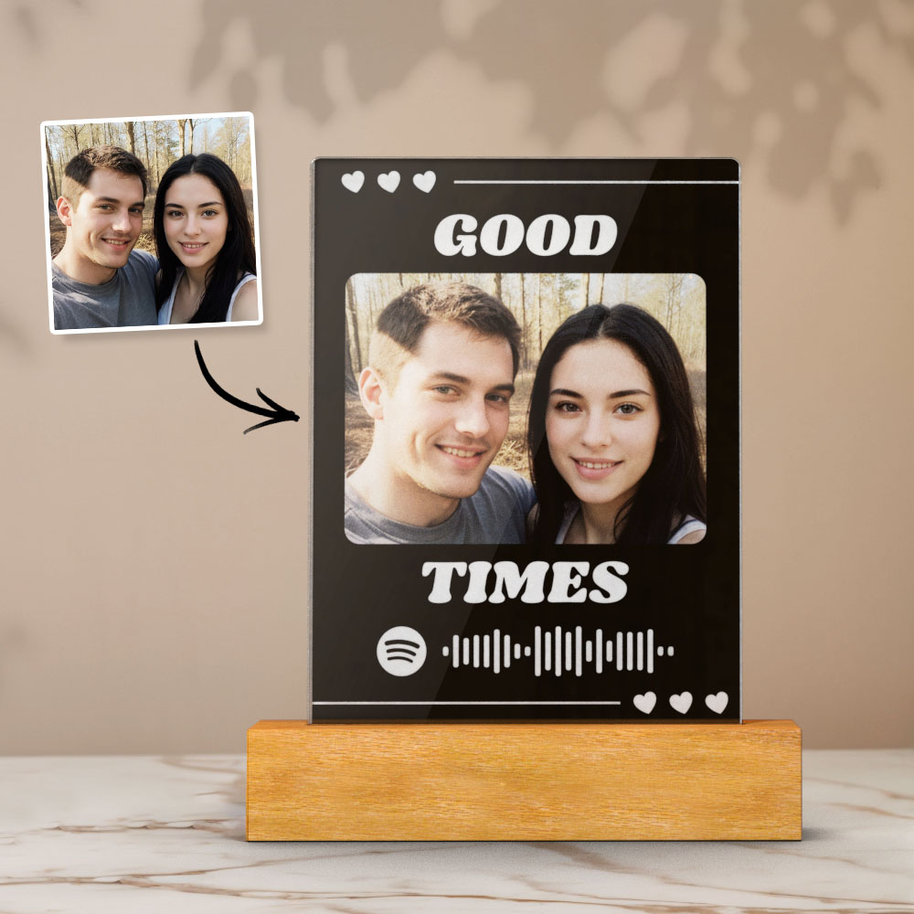 Anniversary Gift Personalized Photo Plaque Custom Night Light Spotify ...
