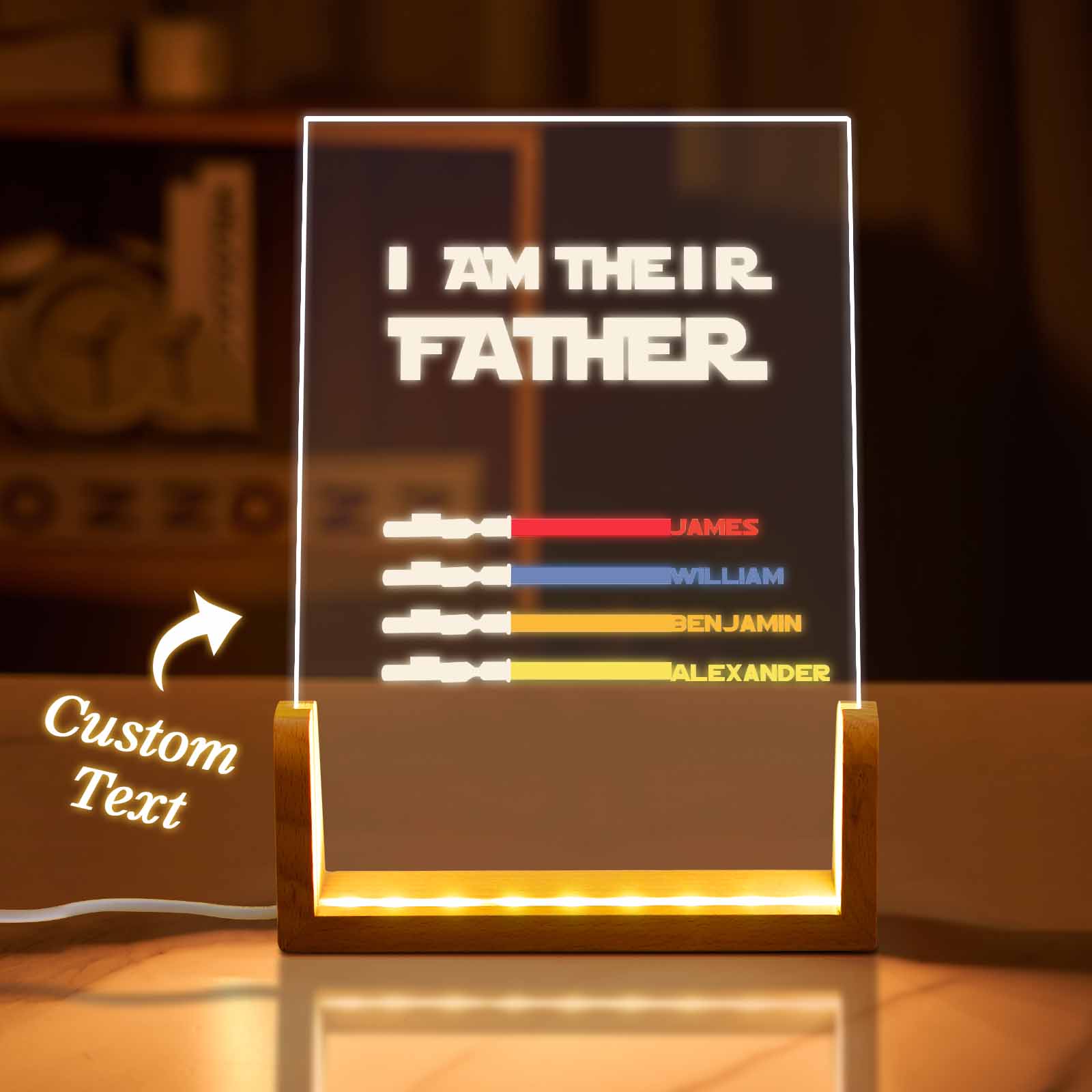 Personalized I Am Their Father Acrylic Light Saber Night Light Father'