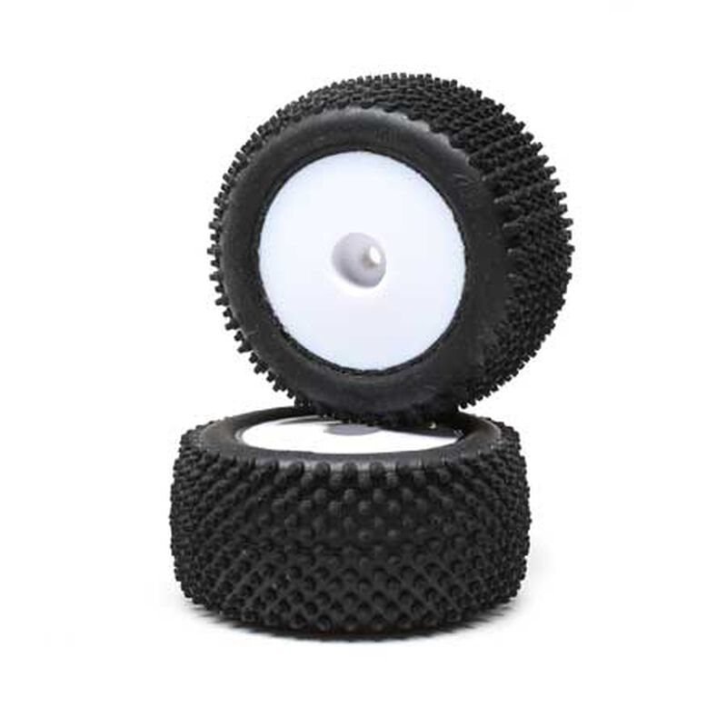 Losi Pin Tires, Rear, Mounted, White (2): Mini-T 2.0-LOS41013
