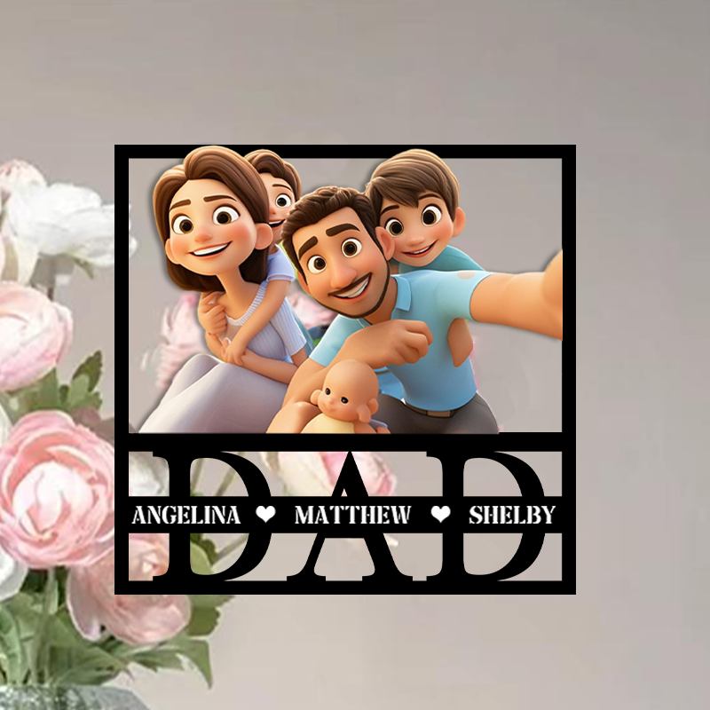 Personalized cartoon name Wooden picture frame Pixar style
