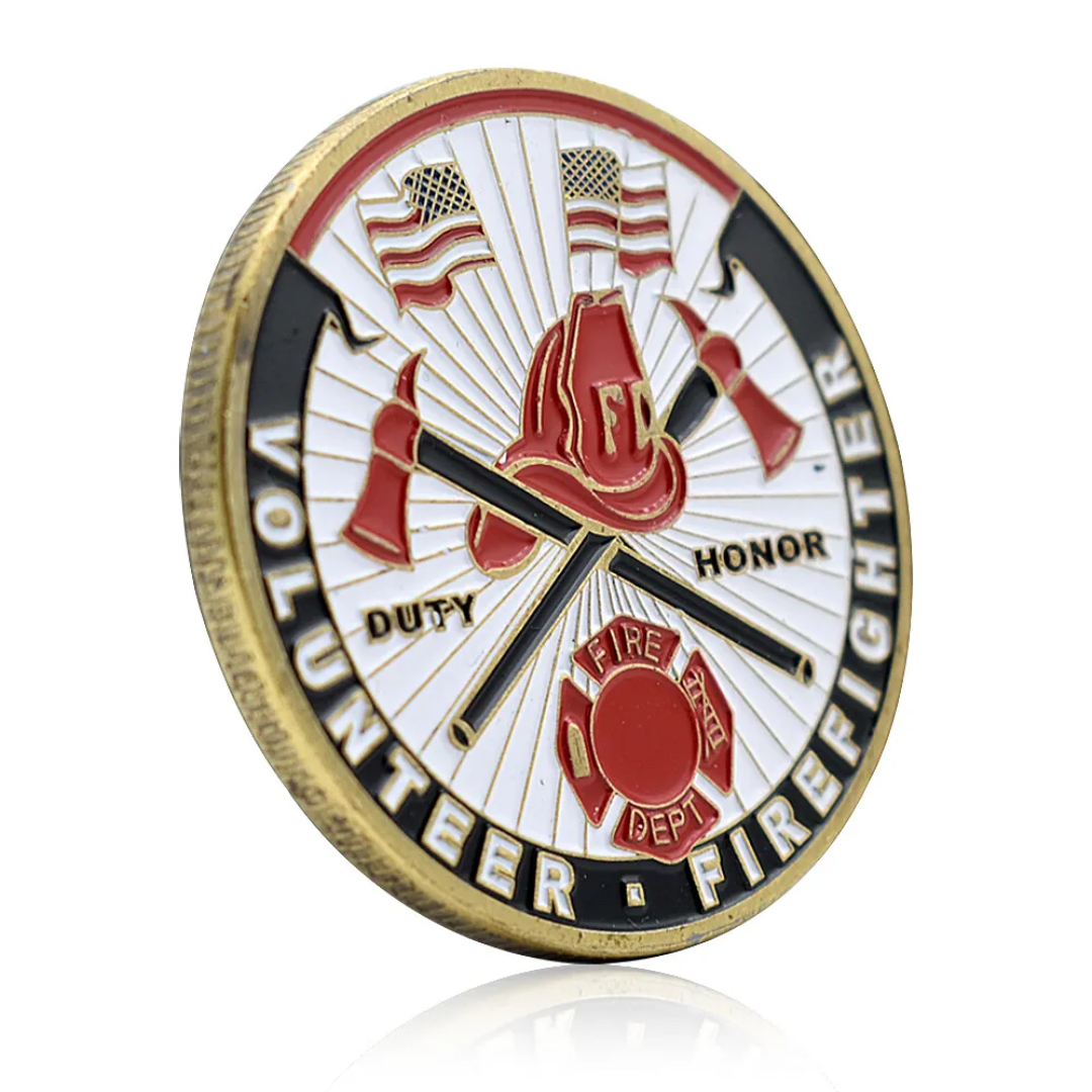 US Volunteer Firefighter Challenge Coin Respect Gratitude Collectible